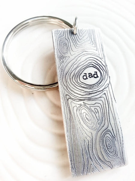 Tree Trunk Keychain | Personalized Text | Hand Engraved Wood Look ...